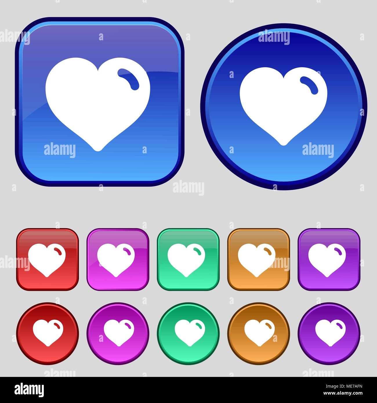 Heart, Love icon sign. A set of twelve vintage buttons for your design ...