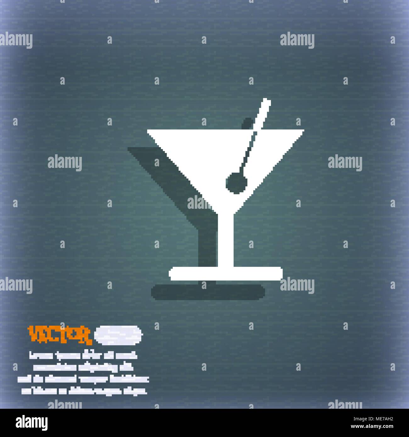 cocktail icon symbol on the blue-green abstract background with shadow ...