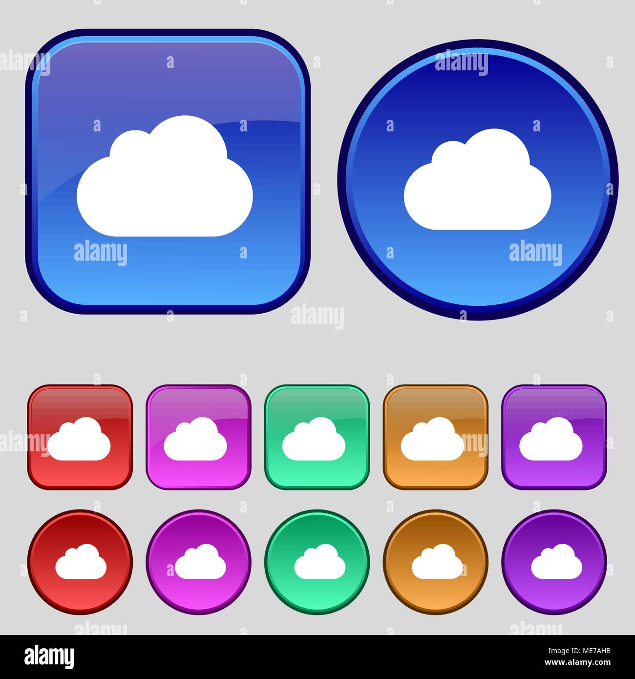 cloud icon sign. A set of twelve vintage buttons for your design ...