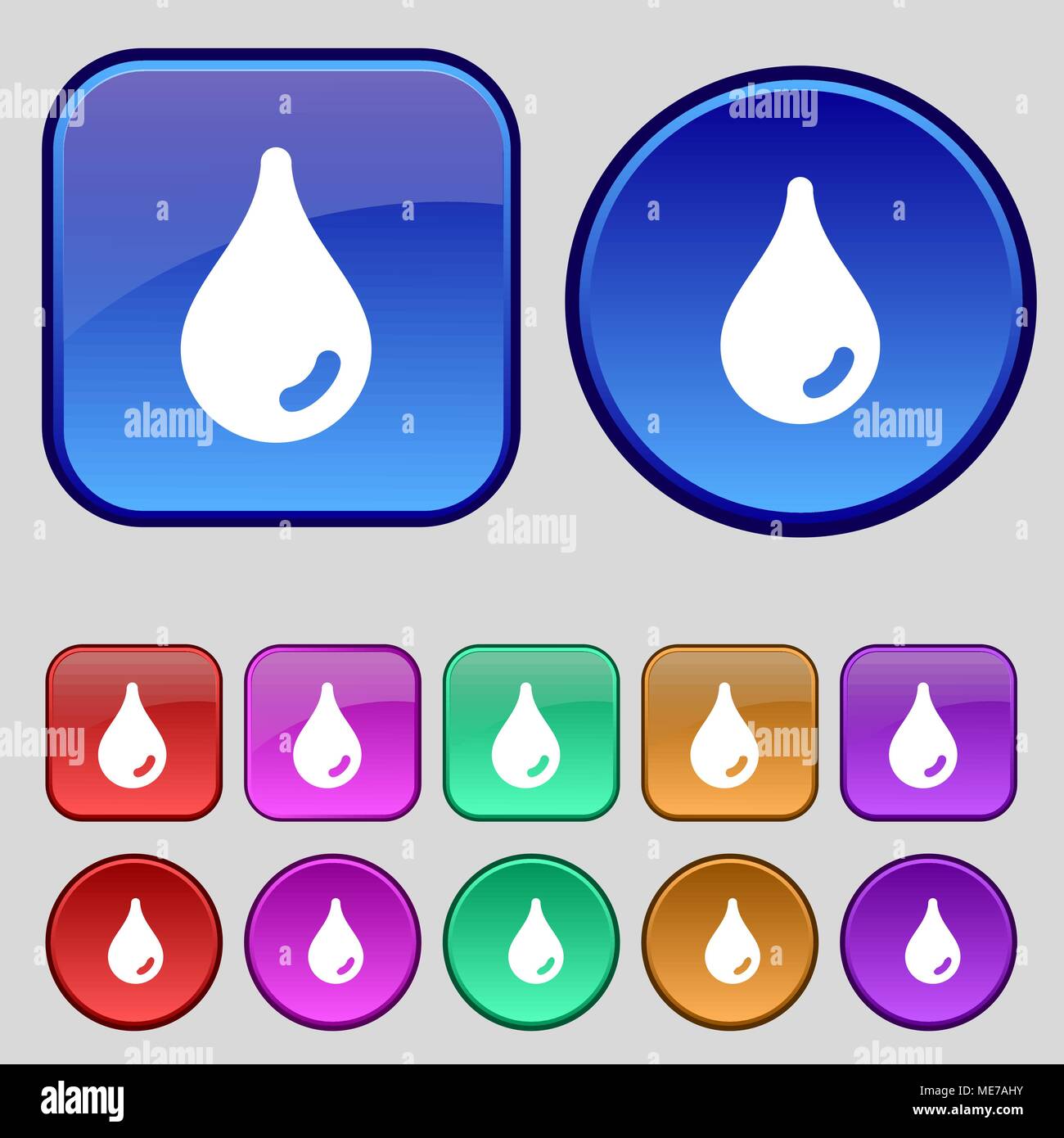 Water drop icon sign. A set of twelve vintage buttons for your design ...