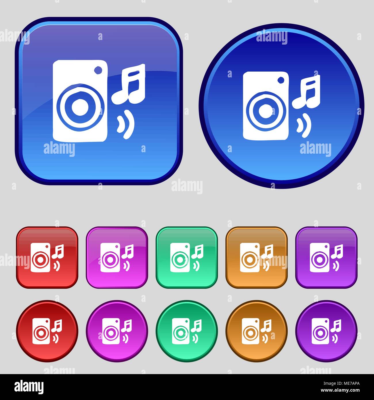 music column, disco, music, melody, speaker icon sign. A set of twelve ...