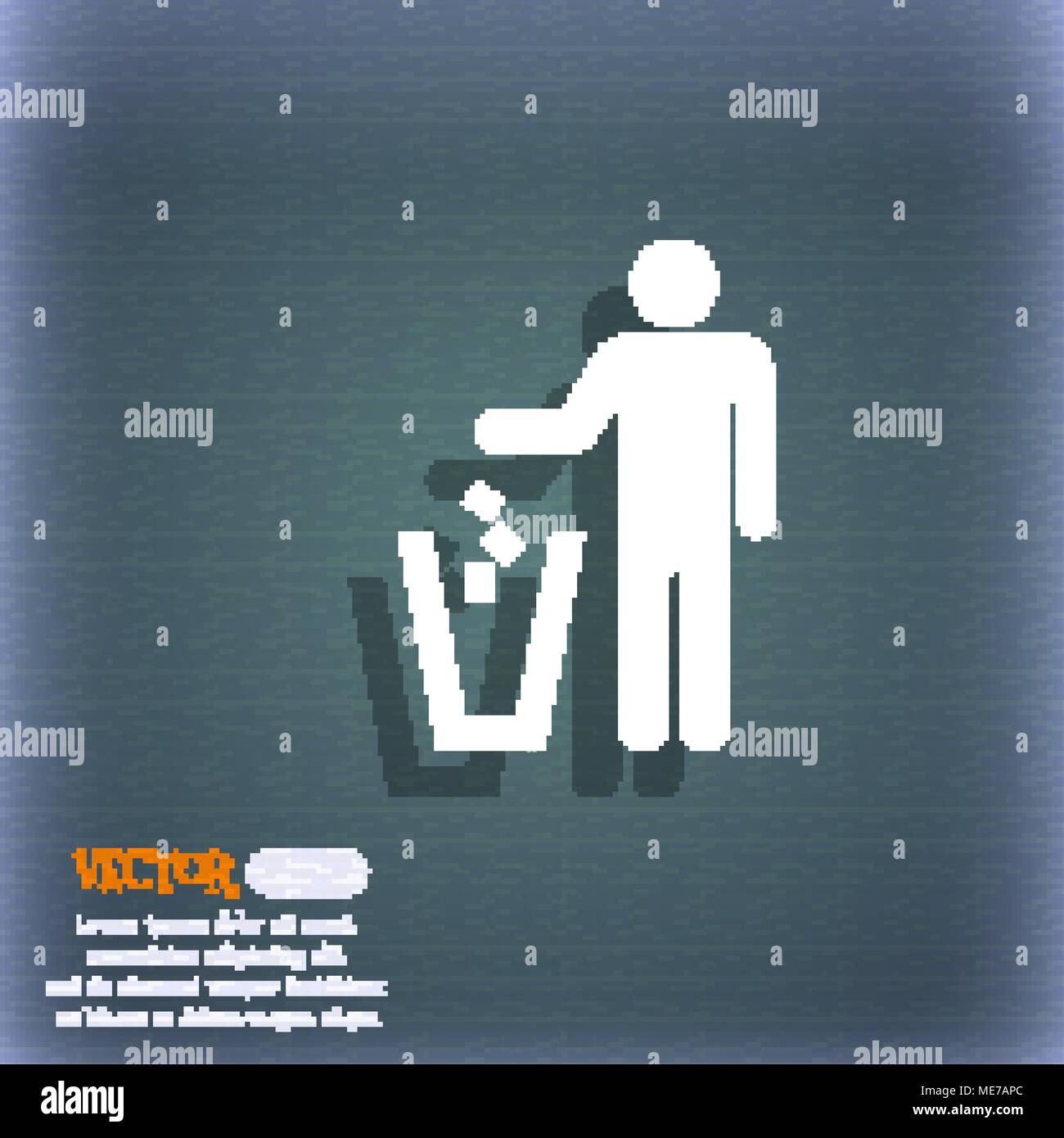 throw away the trash icon symbol on the blue-green abstract background ...