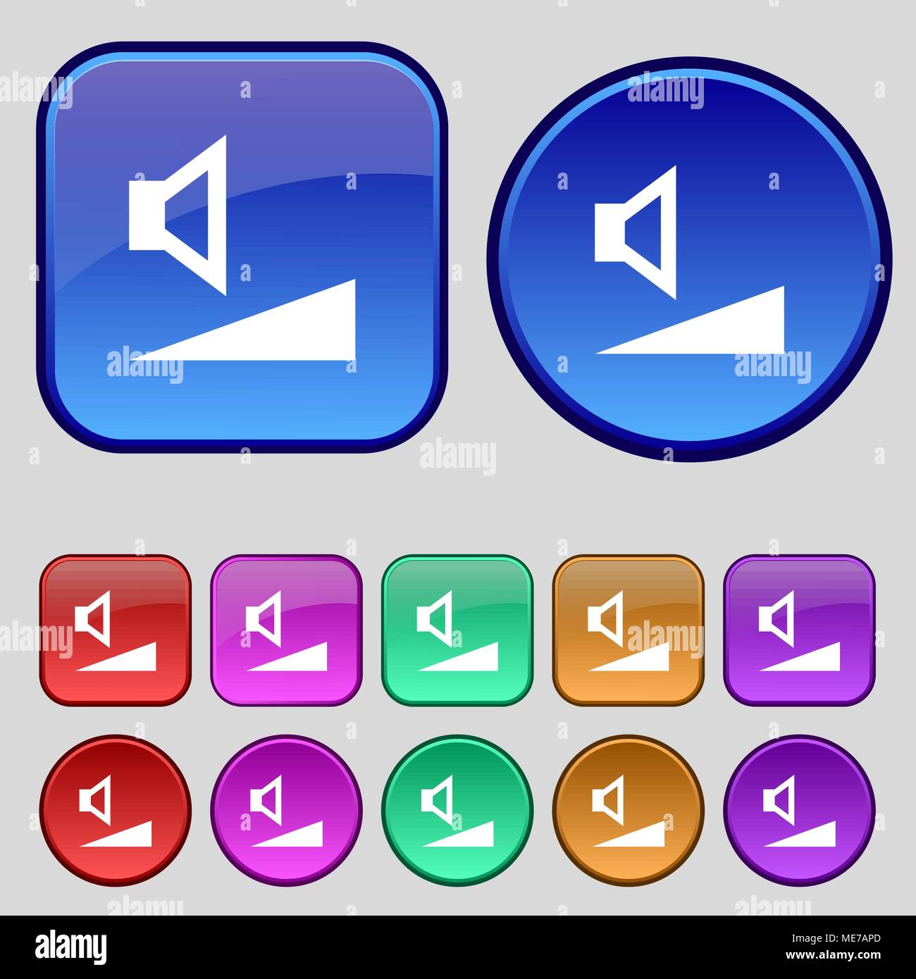 volume, sound icon sign. A set of twelve vintage buttons for your ...