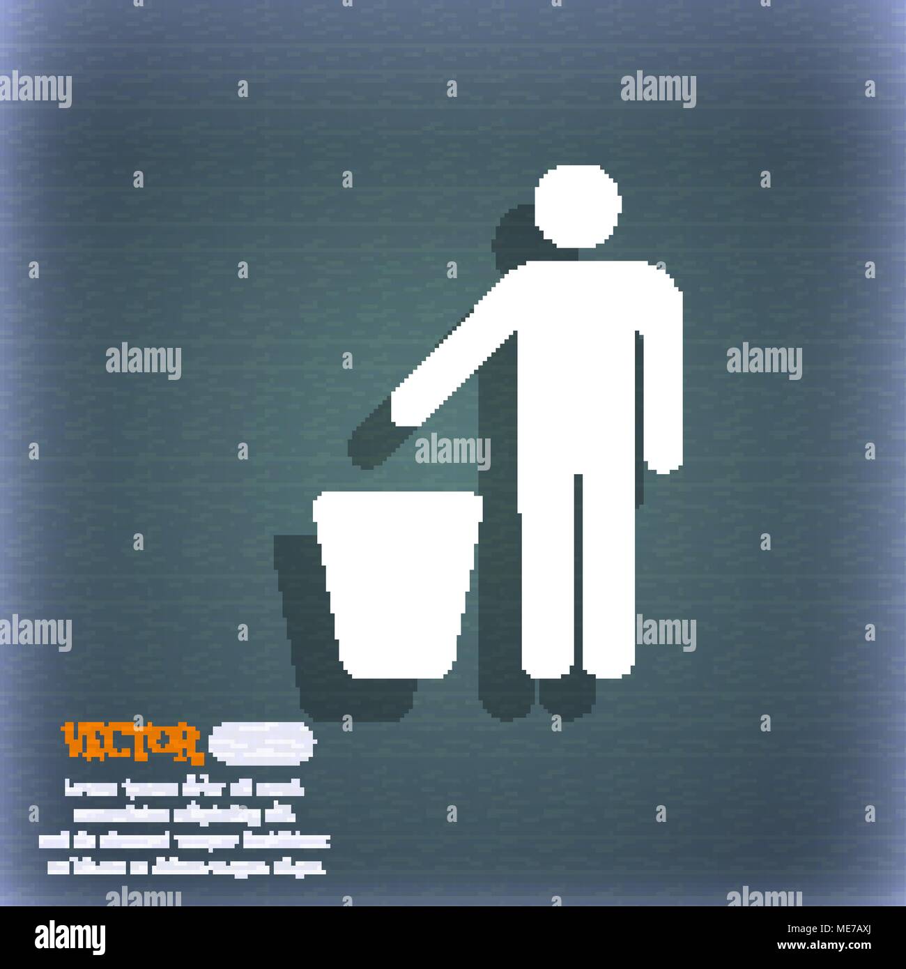 throw away the trash icon symbol on the blue-green abstract background ...
