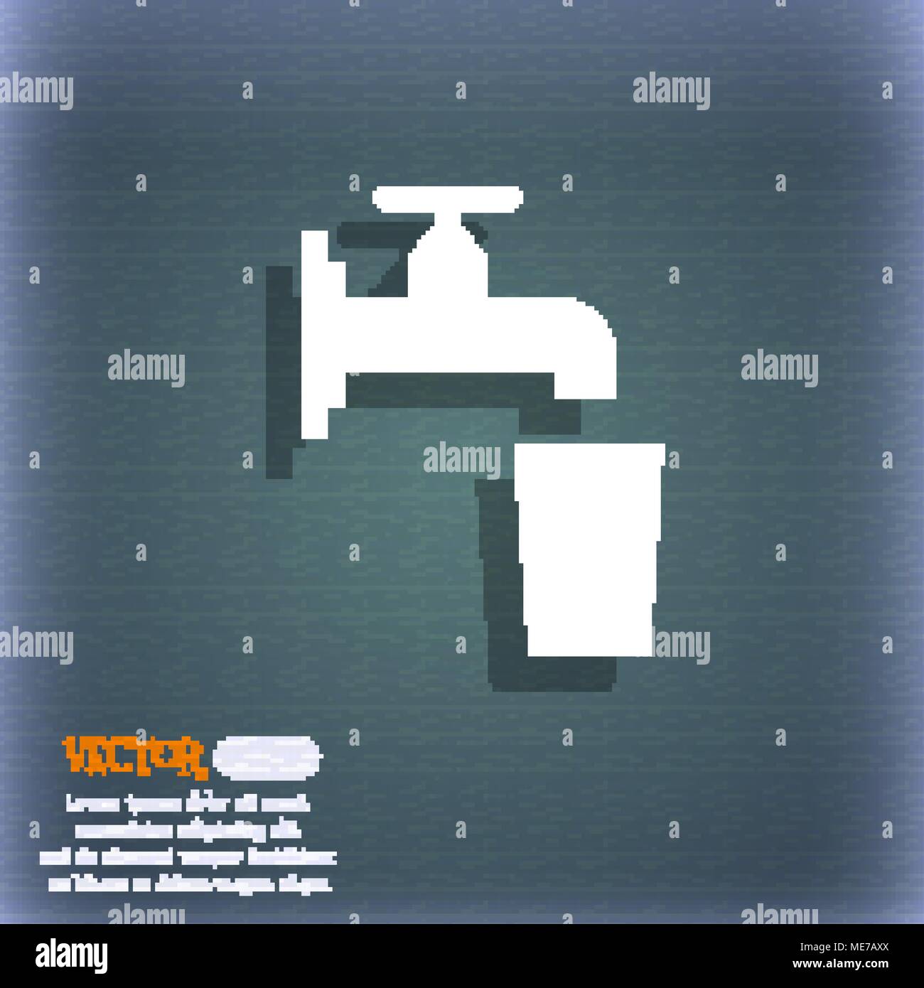 faucet, glass, water icon symbol on the blue-green abstract background ...
