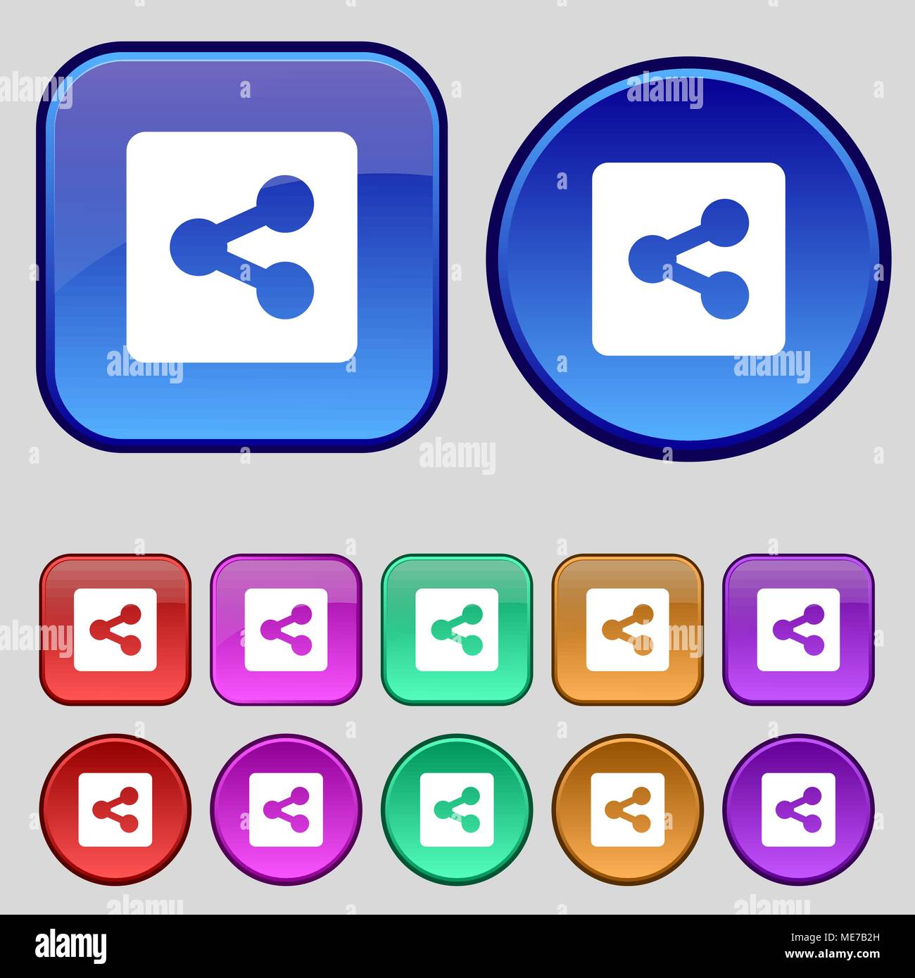 Share icon sign. A set of twelve vintage buttons for your design ...