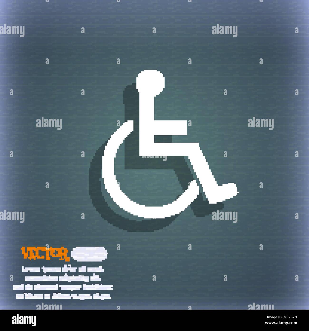 disabled icon symbol on the blue-green abstract background with shadow ...