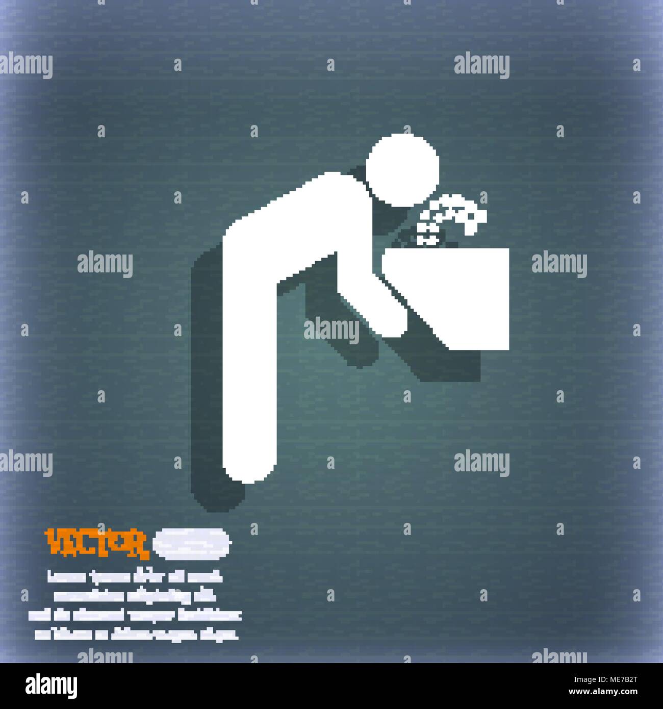 drinking fountain icon symbol on the blue-green abstract background ...