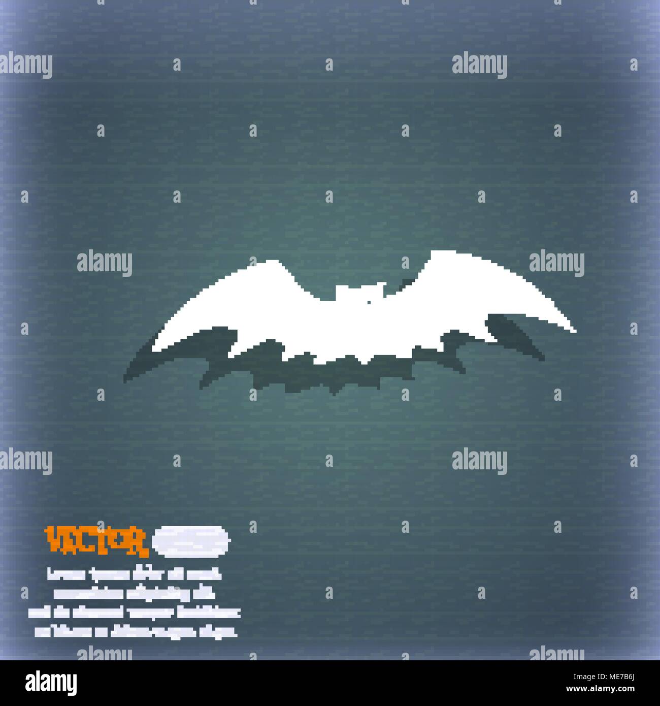 bat icon symbol on the blue-green abstract background with shadow and ...