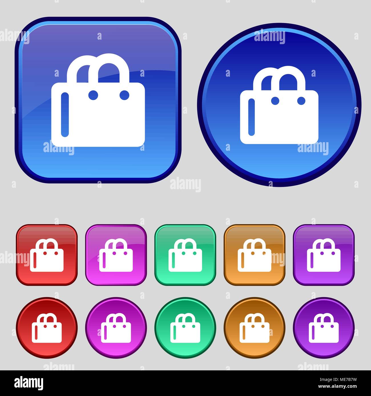 shopping bag icon sign. A set of twelve vintage buttons for your design ...