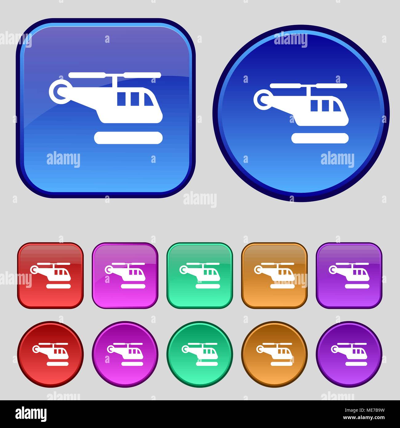 helicopter icon sign. A set of twelve vintage buttons for your design ...
