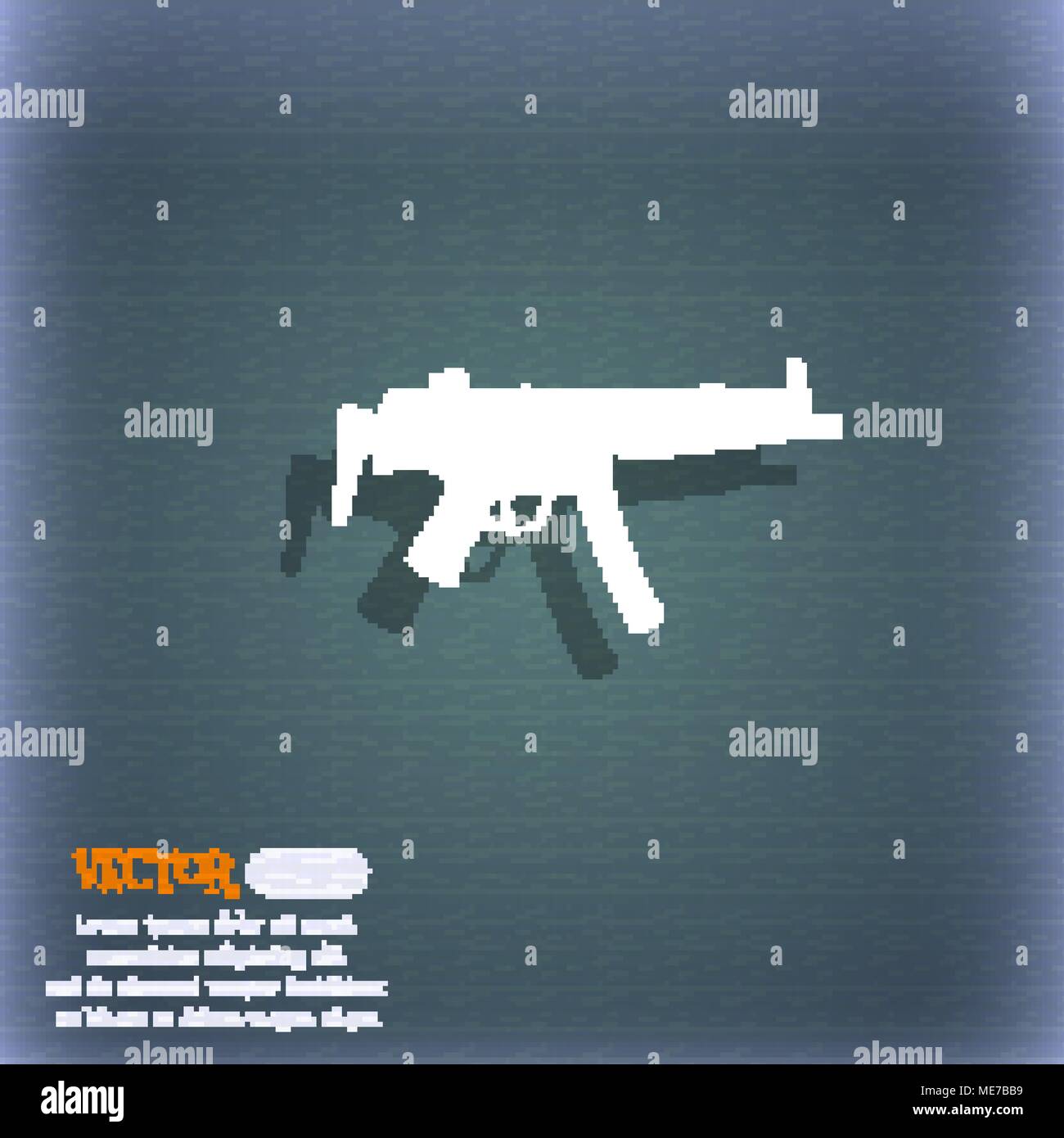 machine gun icon symbol on the blue-green abstract background with ...