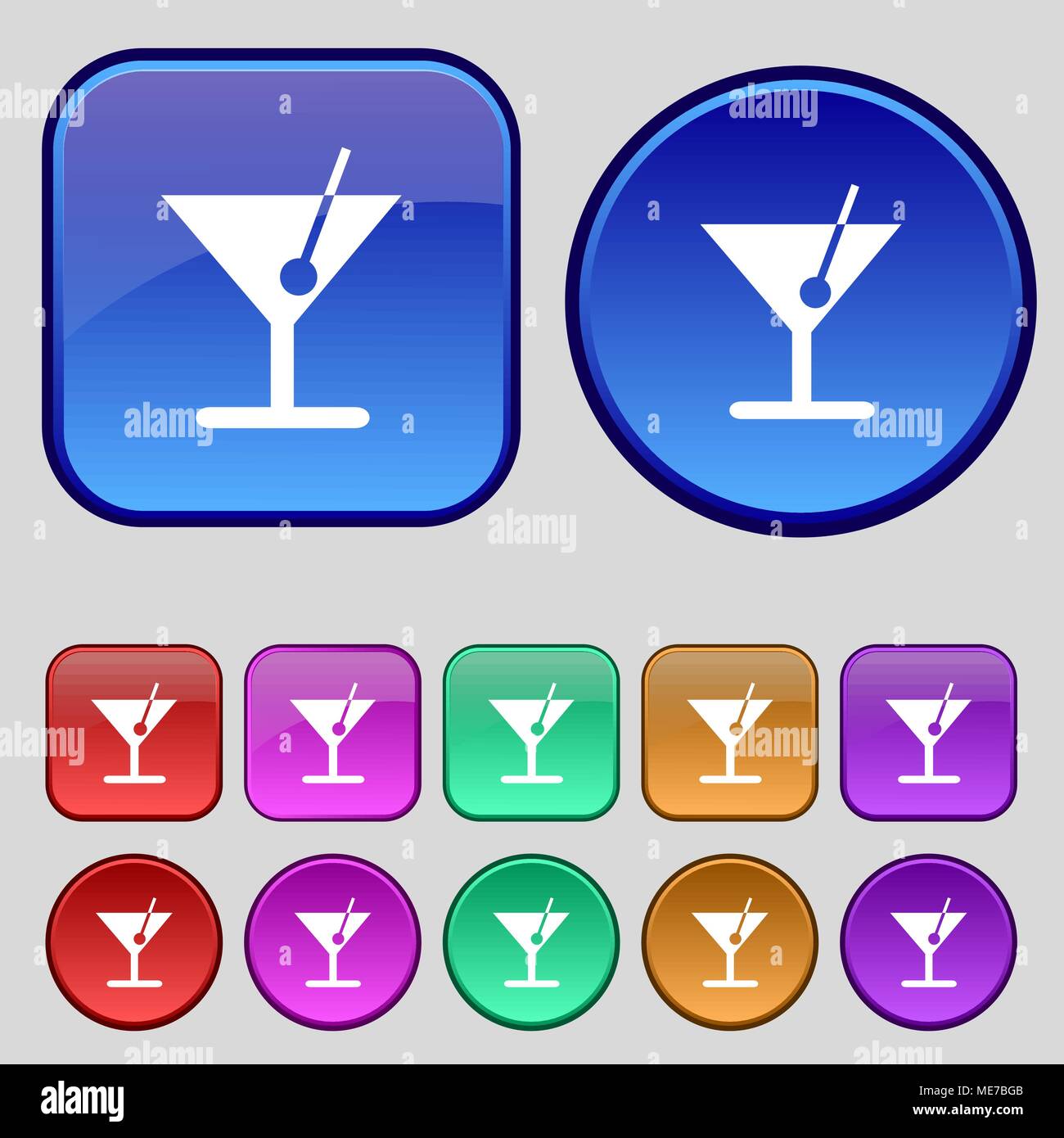 cocktail icon sign. A set of twelve vintage buttons for your design ...