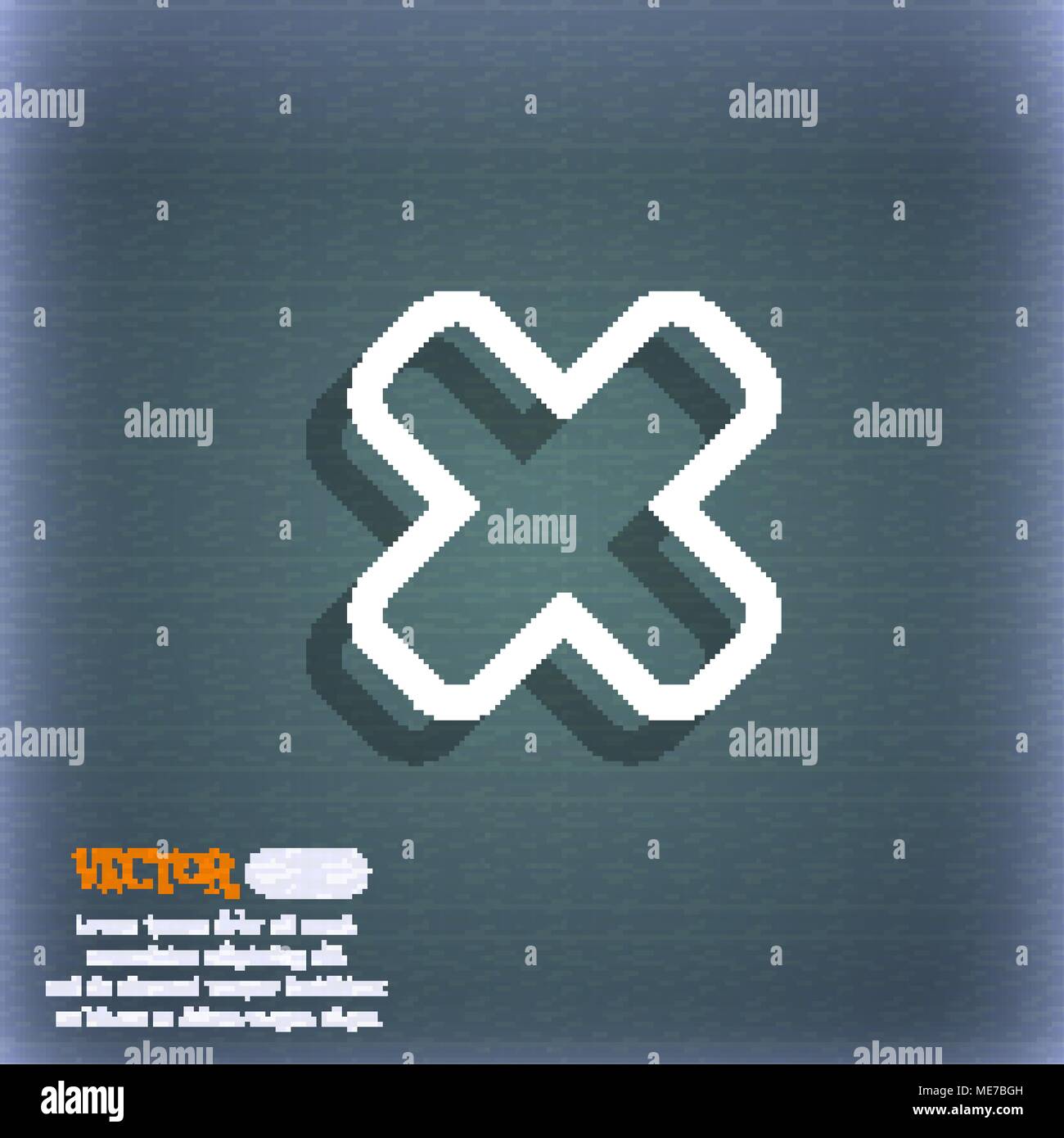 Cancel icon symbol on the blue-green abstract background with shadow ...