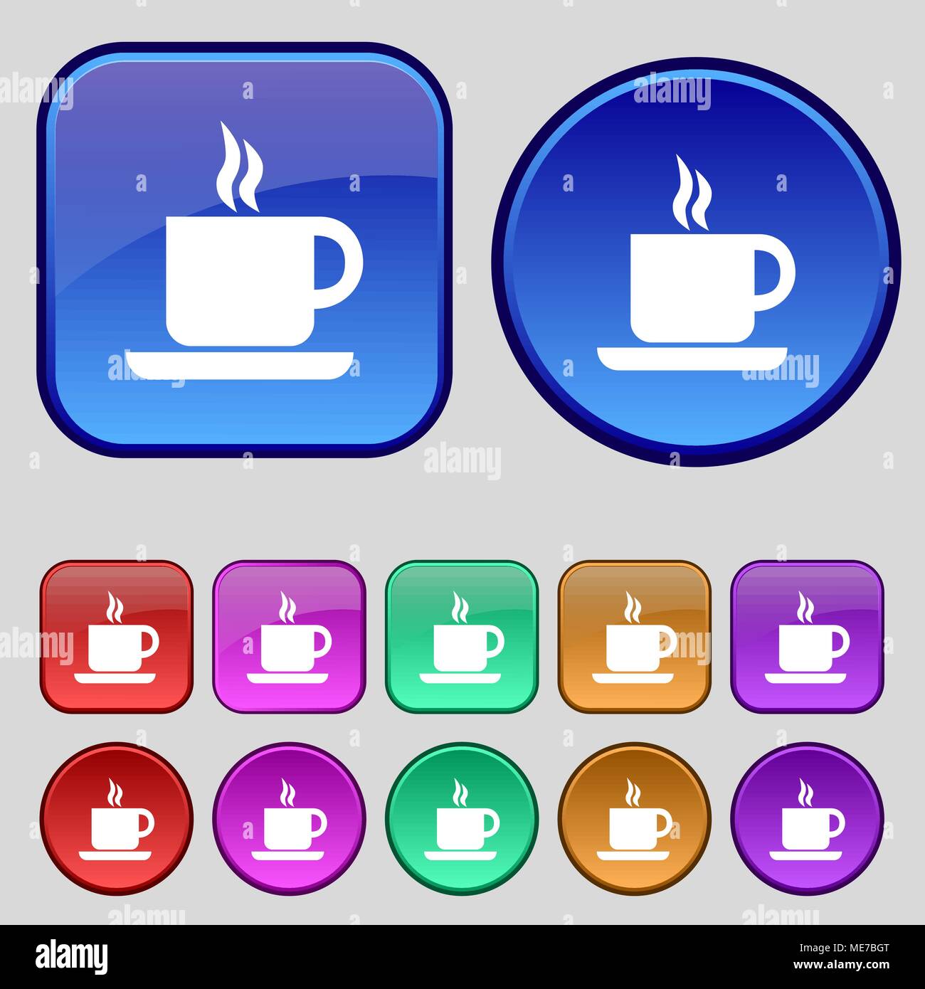 coffee icon sign. A set of twelve vintage buttons for your design ...