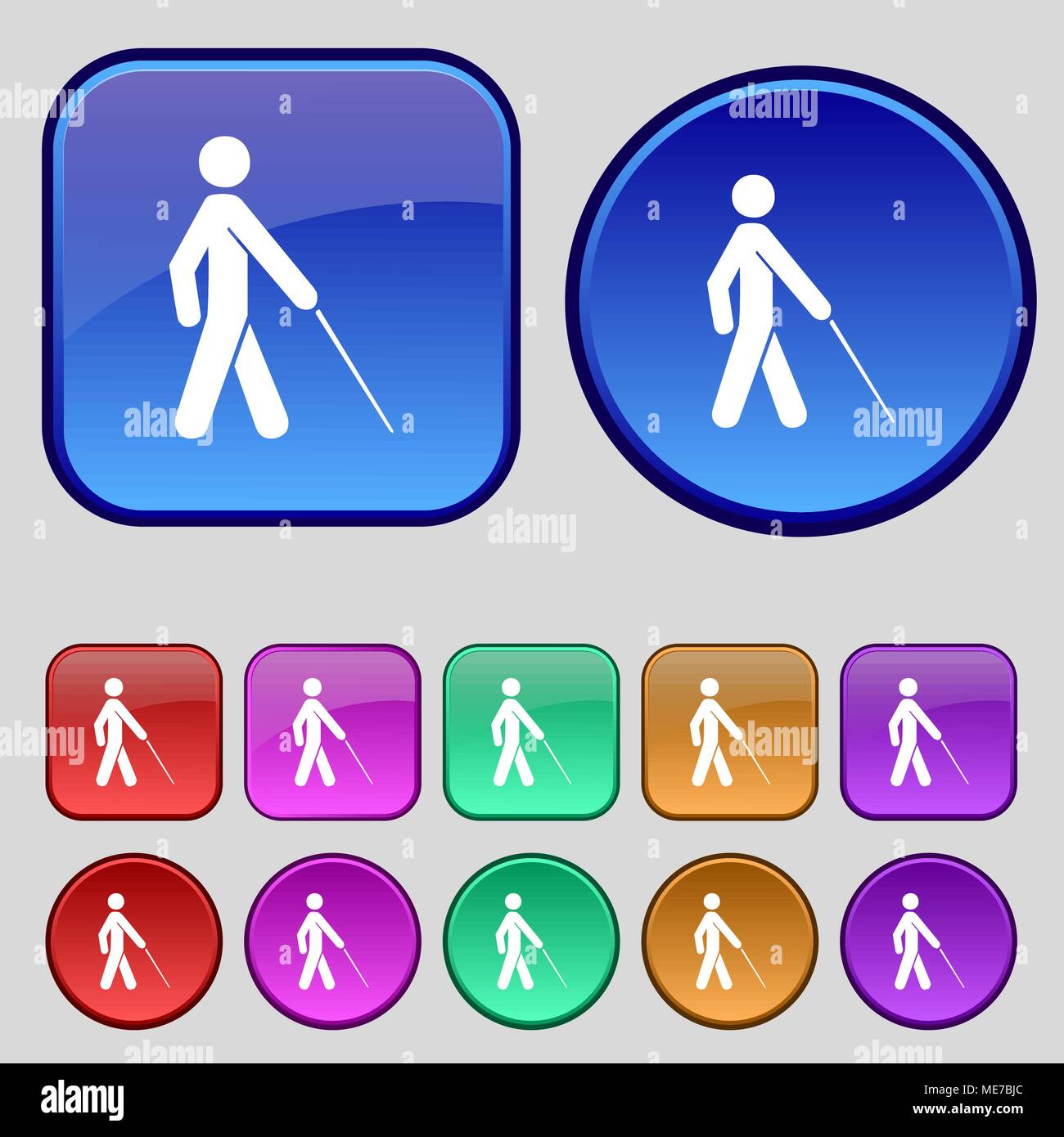 blind icon sign. A set of twelve vintage buttons for your design ...