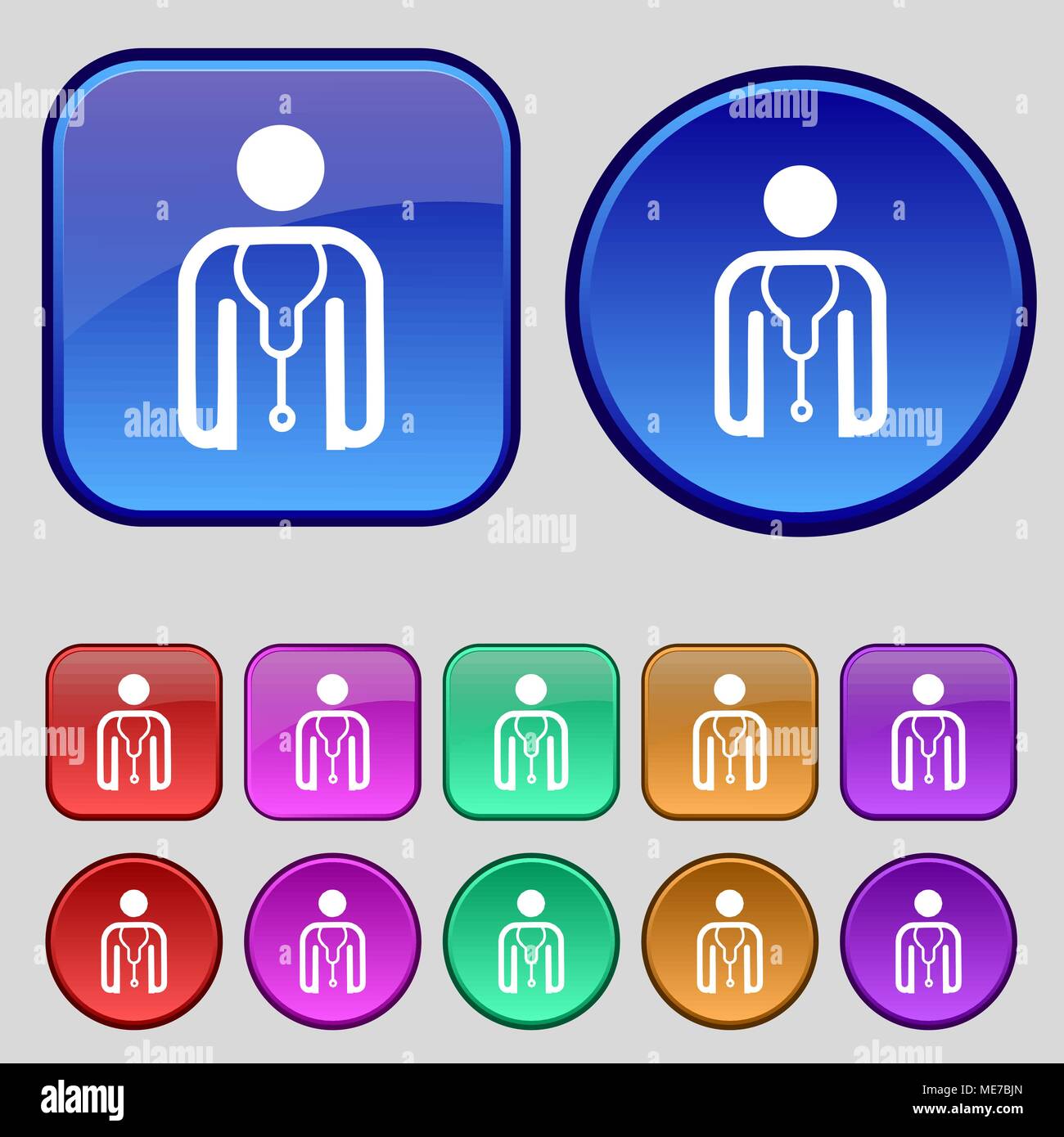 doctor icon sign. A set of twelve vintage buttons for your design ...