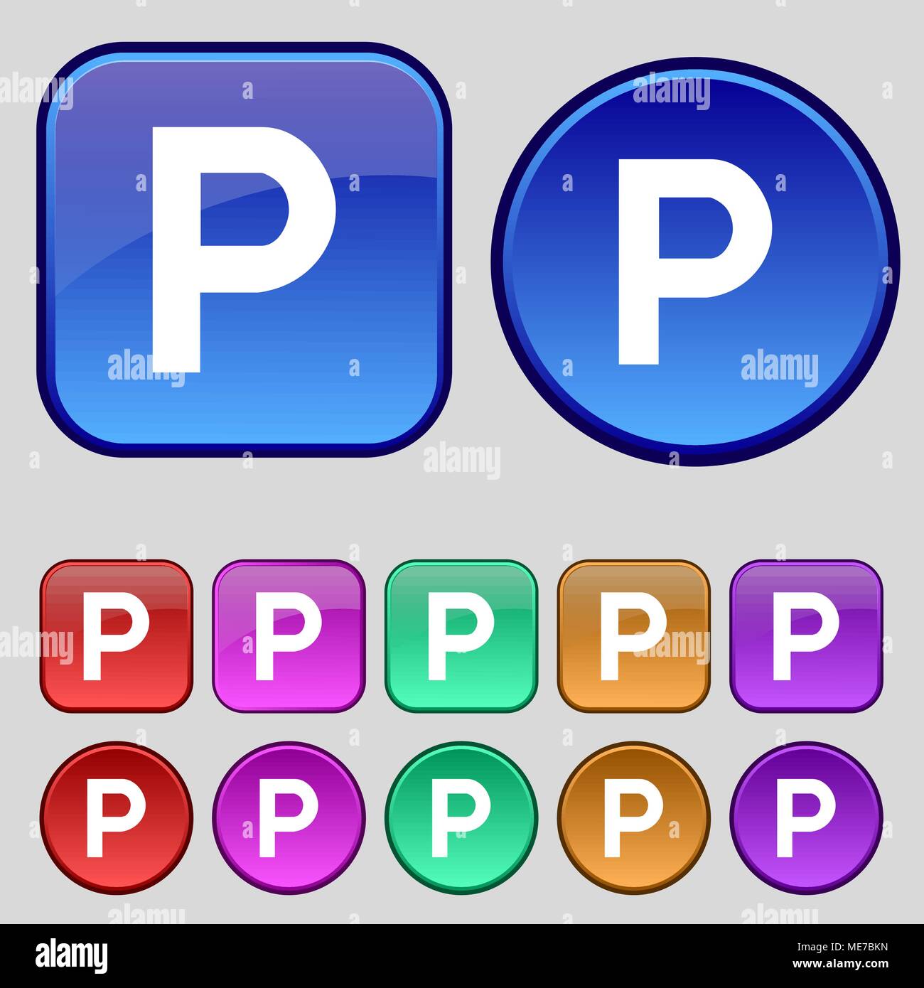 parking icon sign. A set of twelve vintage buttons for your design ...