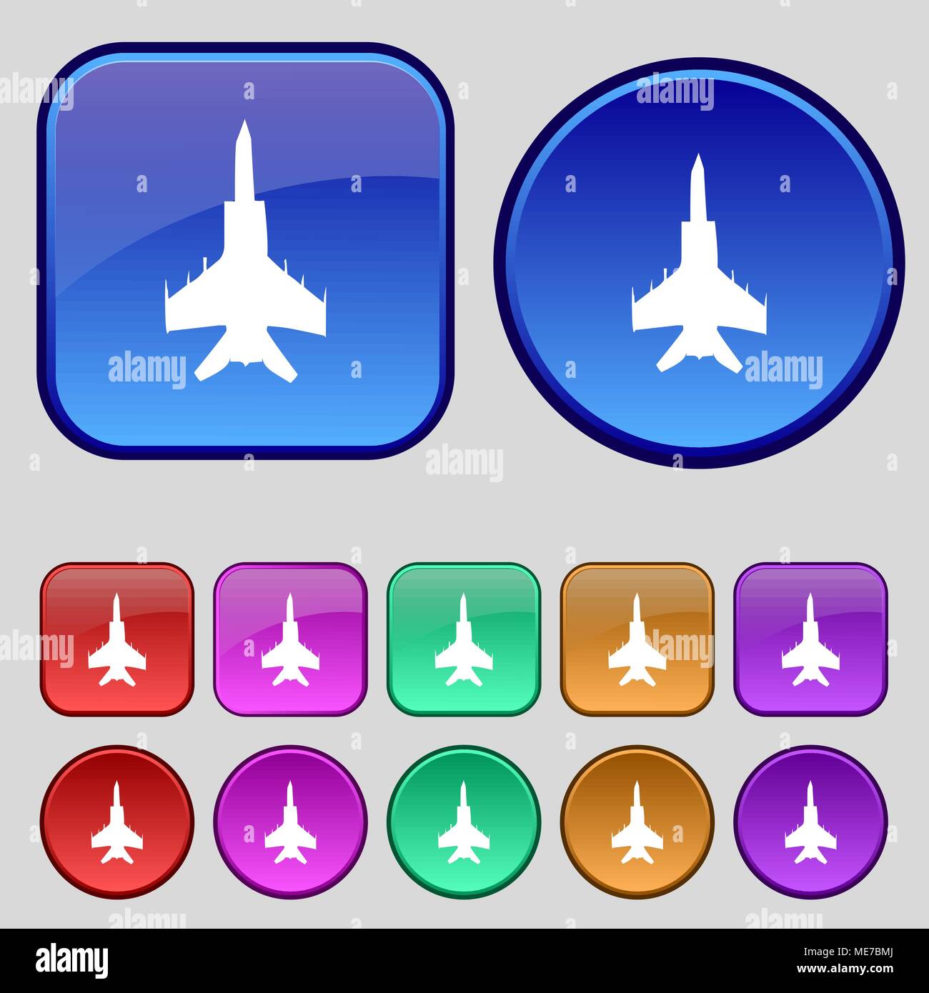 fighter icon sign. A set of twelve vintage buttons for your design ...