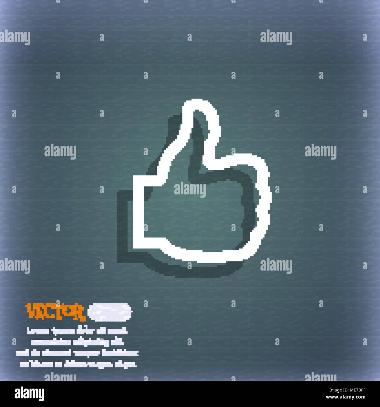 Like icon symbol on the blue-green abstract background with shadow and ...