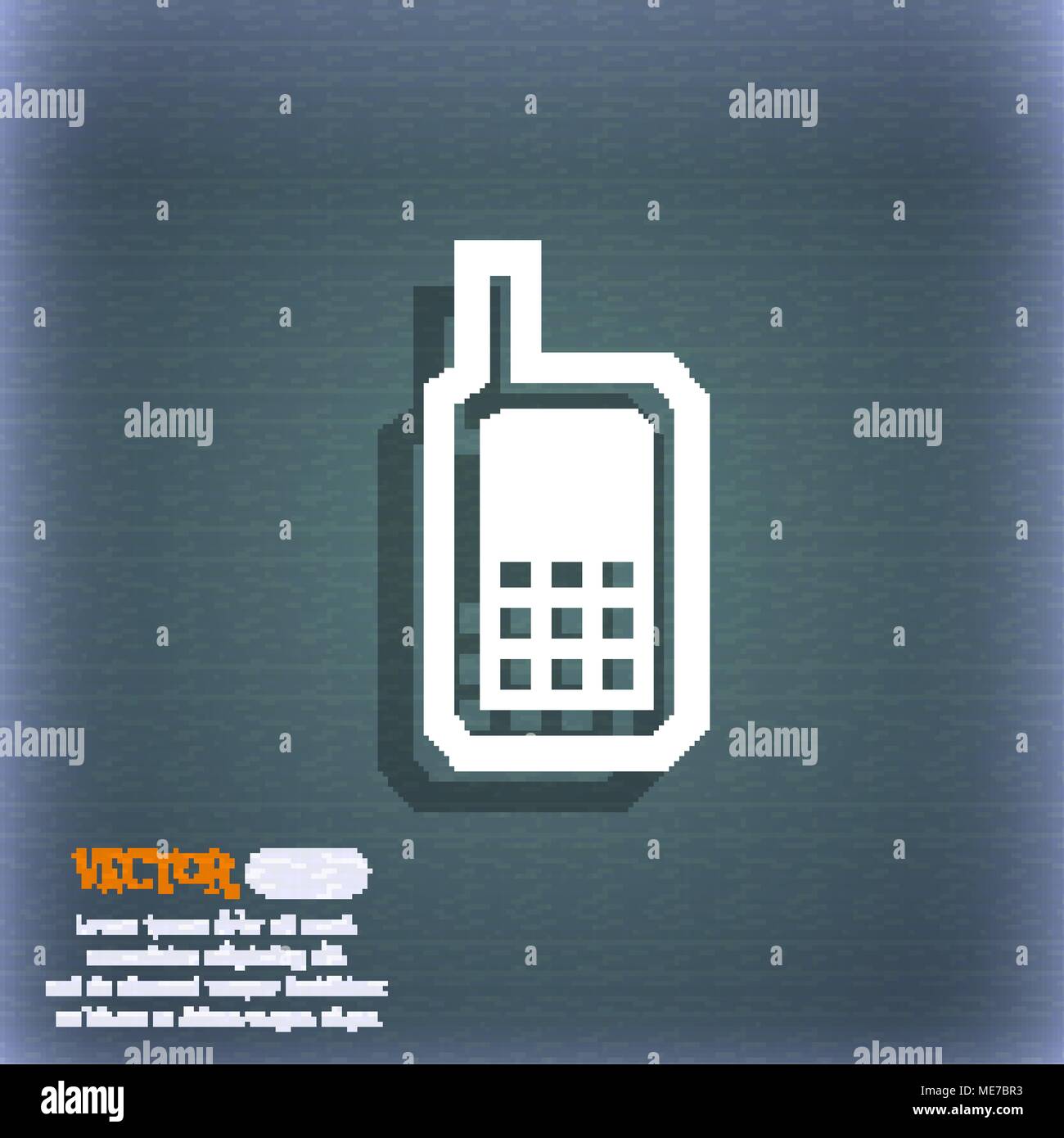 Mobile phone icon symbol on the blue-green abstract background with ...