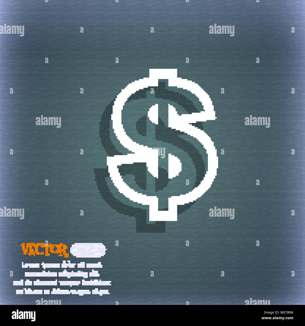 Dollar icon symbol on the blue-green abstract background with shadow ...