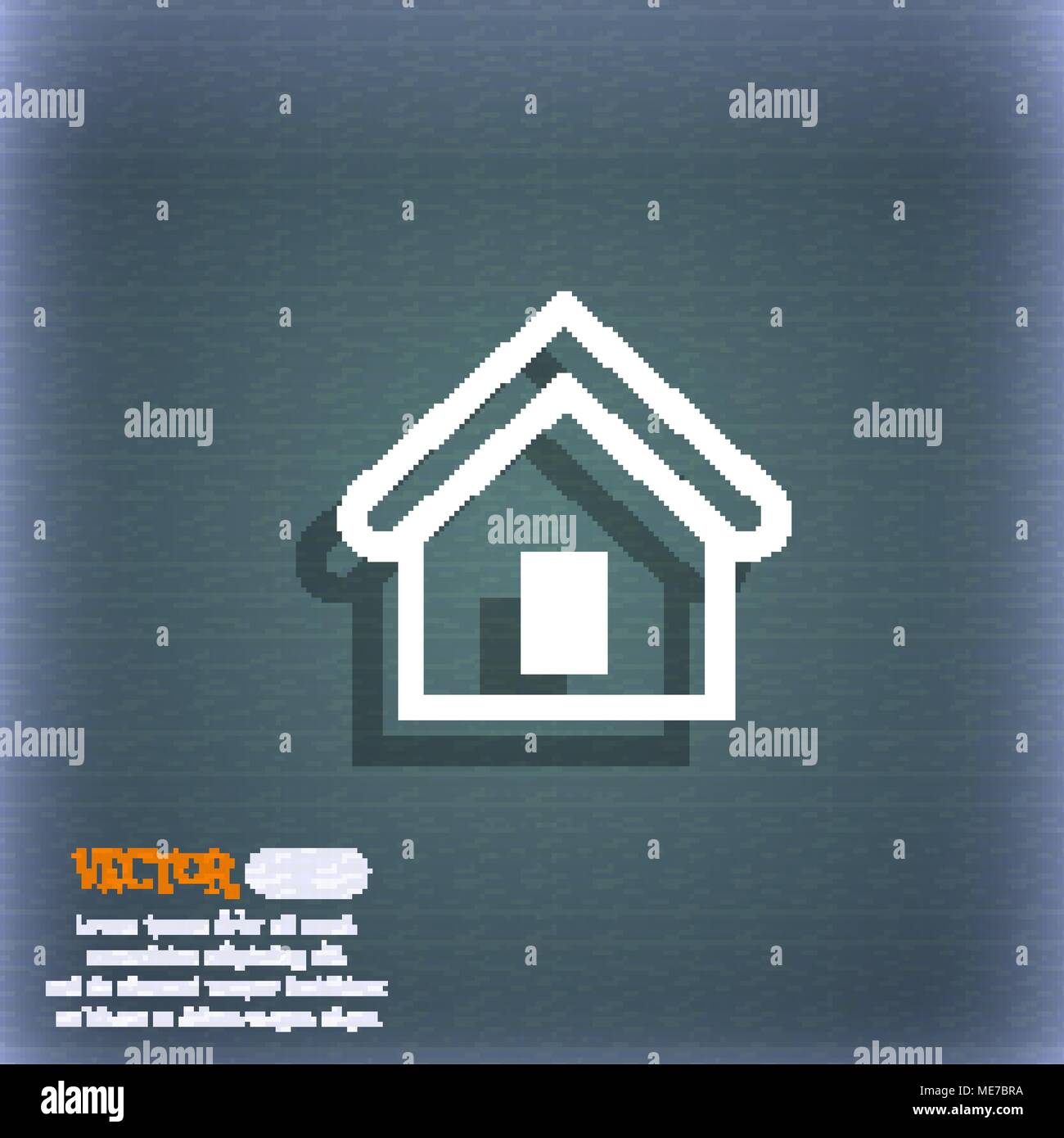 House icon symbol on the blue-green abstract background with shadow and ...