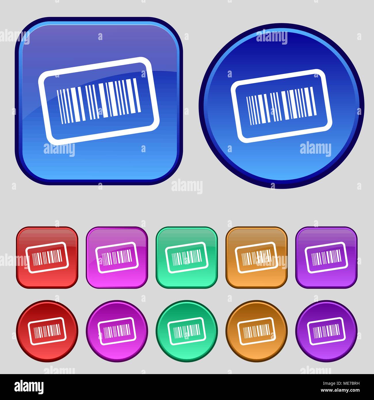 Barcode icon sign. A set of twelve vintage buttons for your design ...