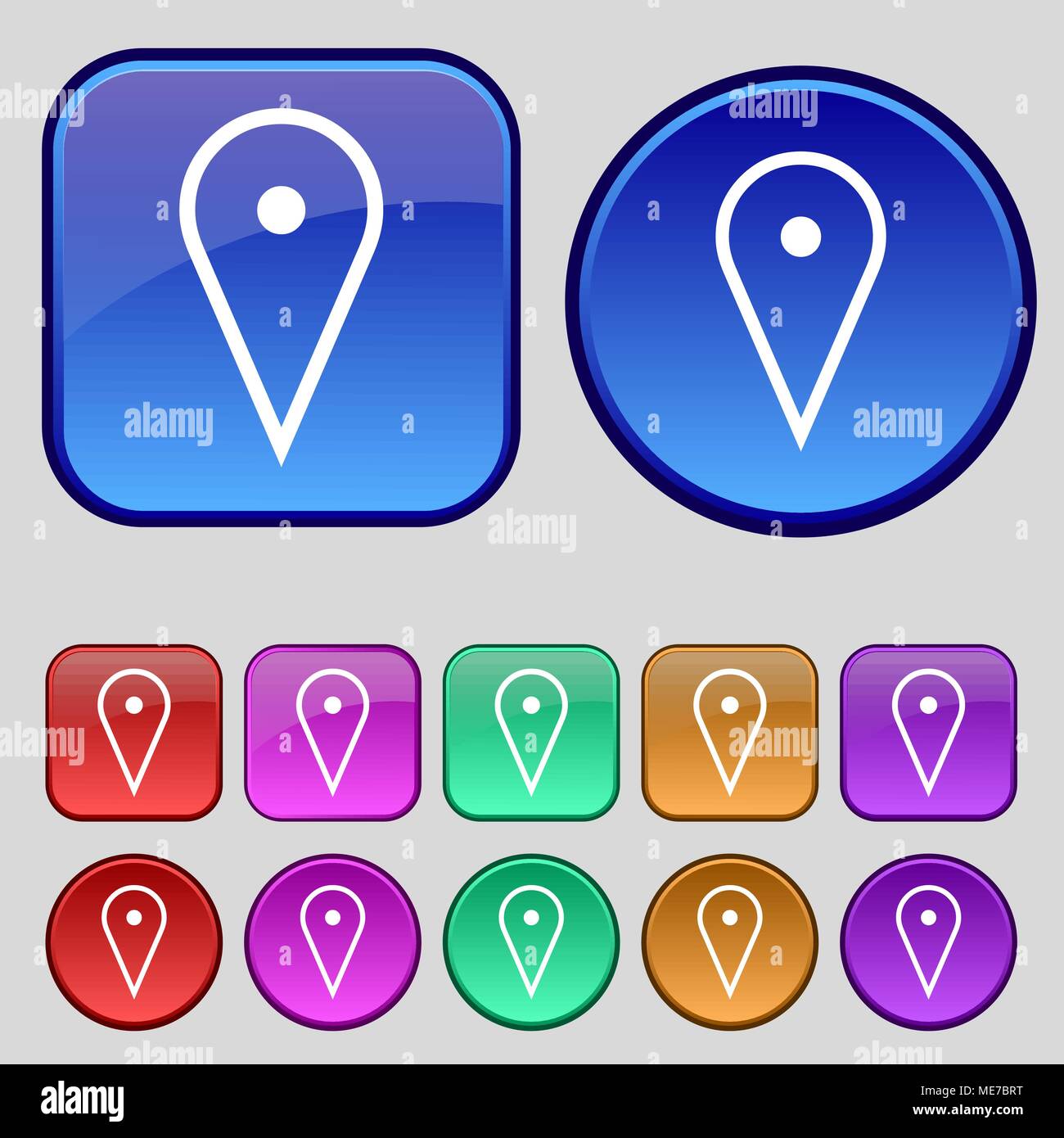 map poiner icon sign. A set of twelve vintage buttons for your design. Vector illustration Stock ...