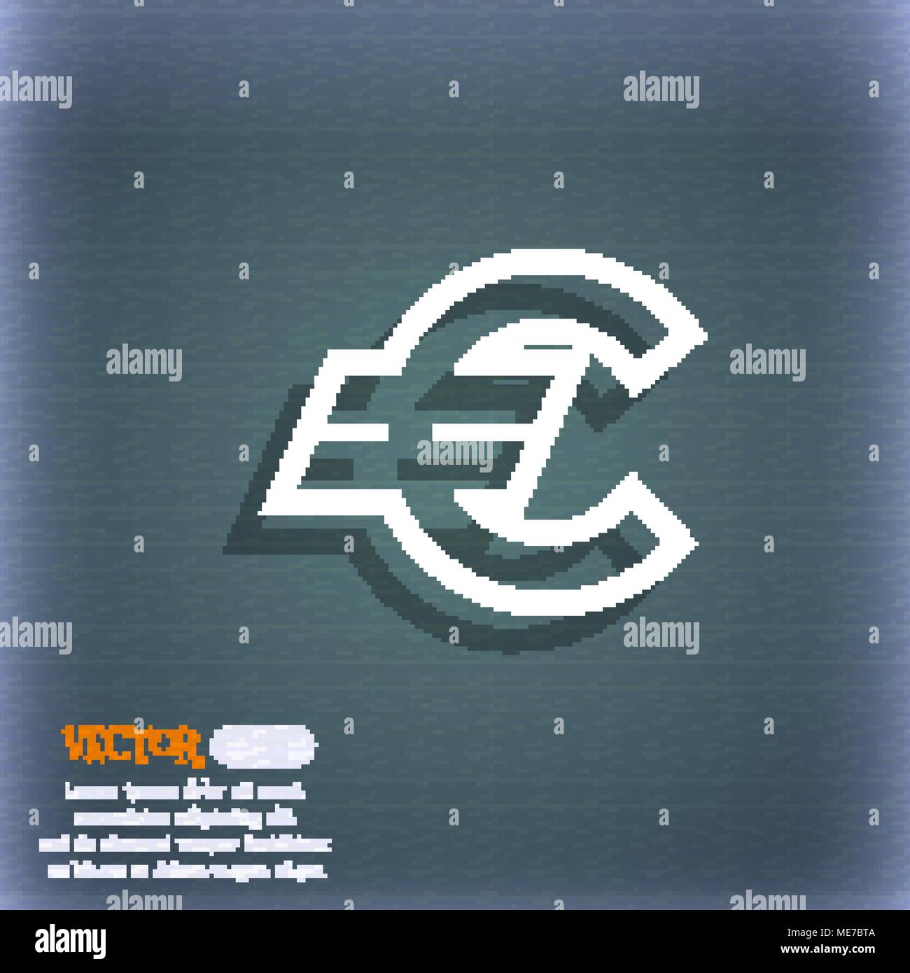 Euro EUR icon symbol on the blue-green abstract background with shadow ...