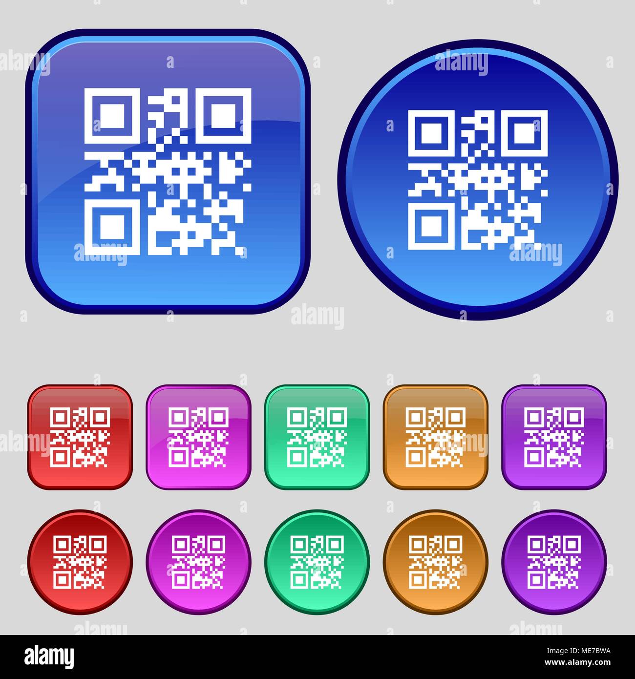 Qr code icon sign. A set of twelve vintage buttons for your design ...