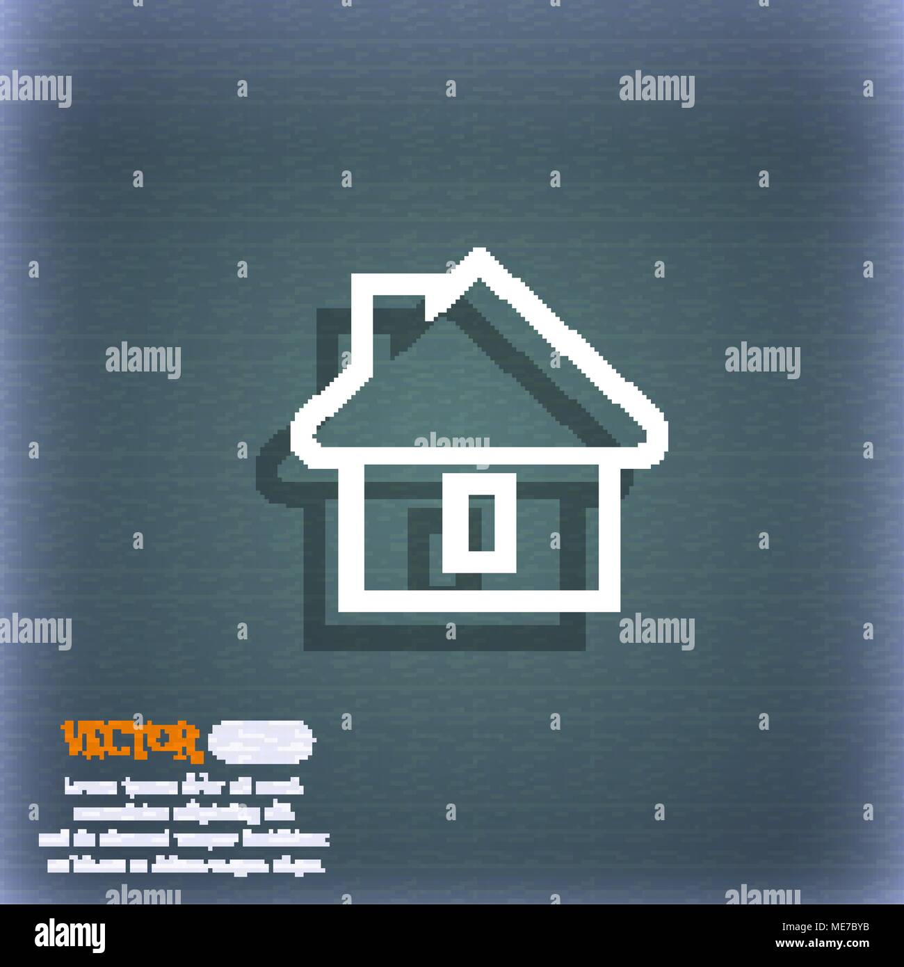 House icon symbol on the blue-green abstract background with shadow and ...