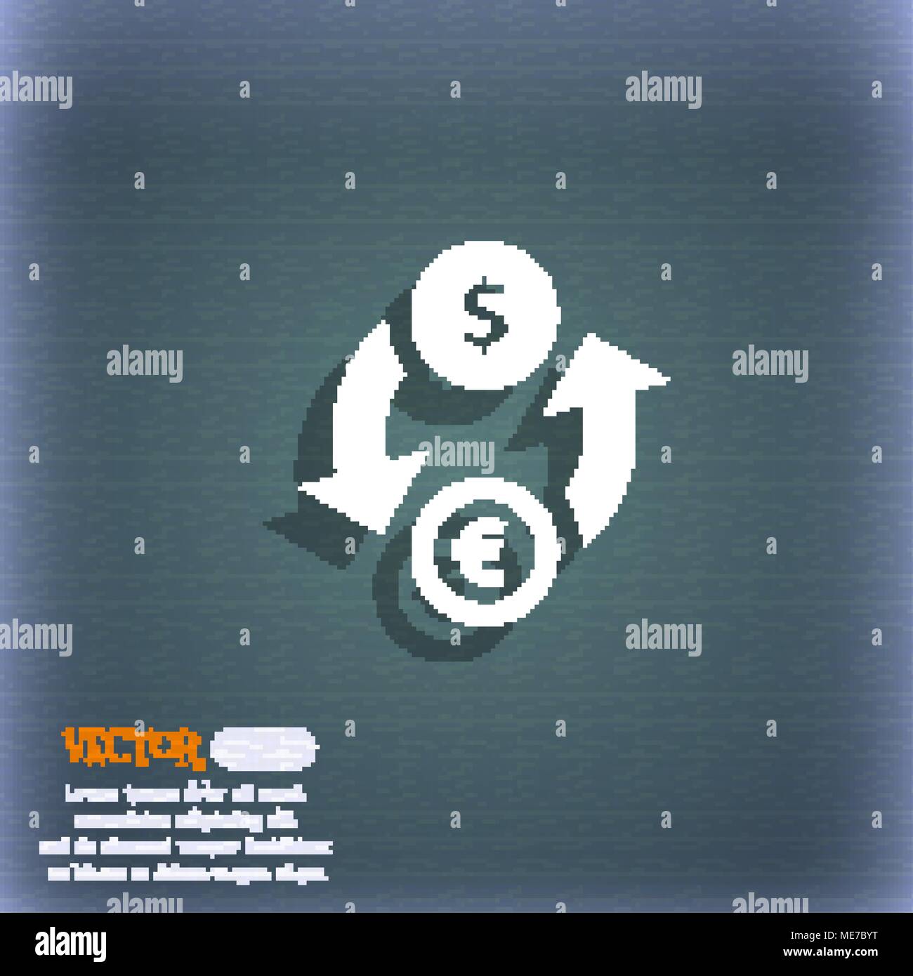 Currency exchange icon symbol on the blue-green abstract background ...