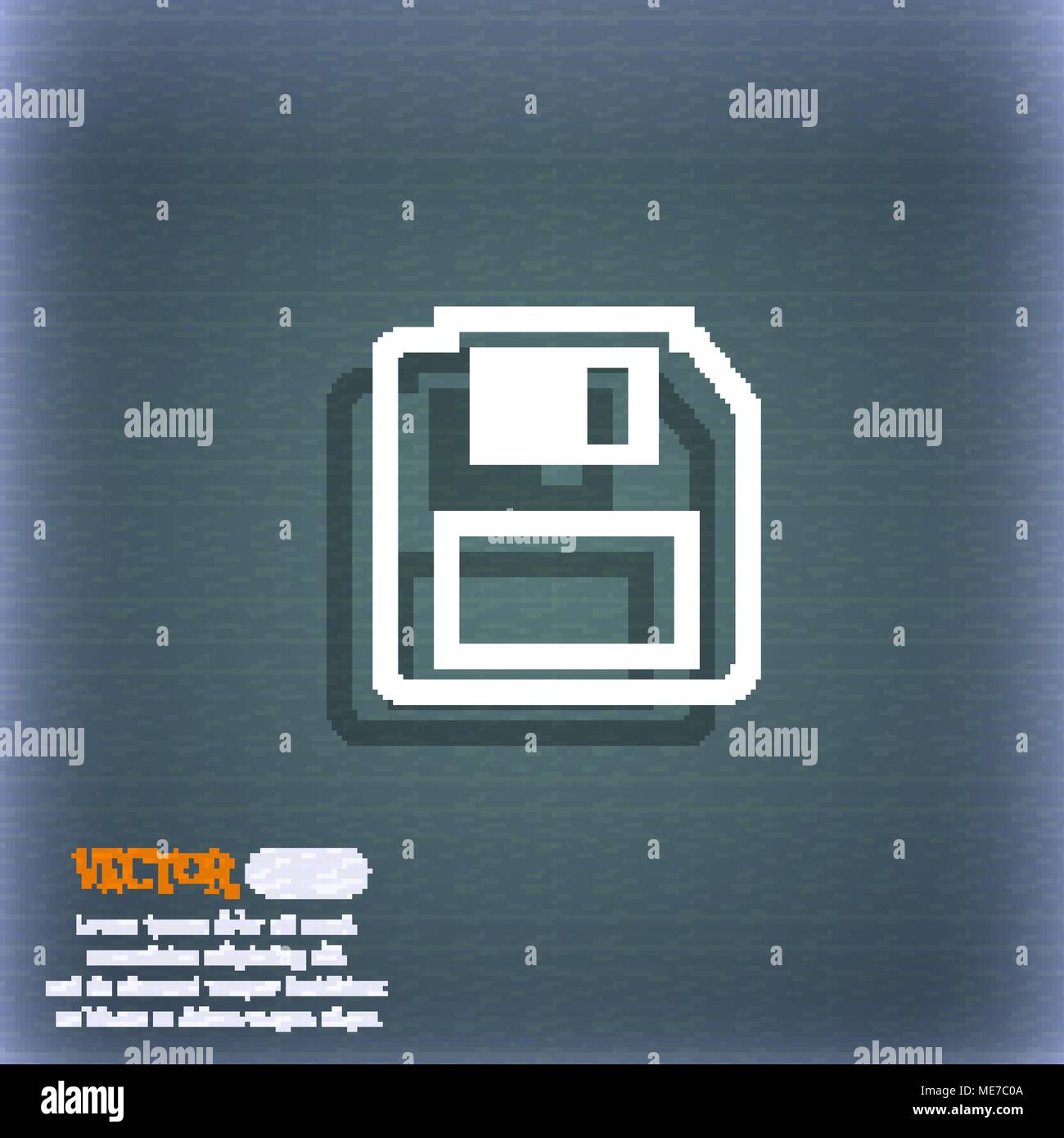floppy disk icon symbol on the blue-green abstract background with ...