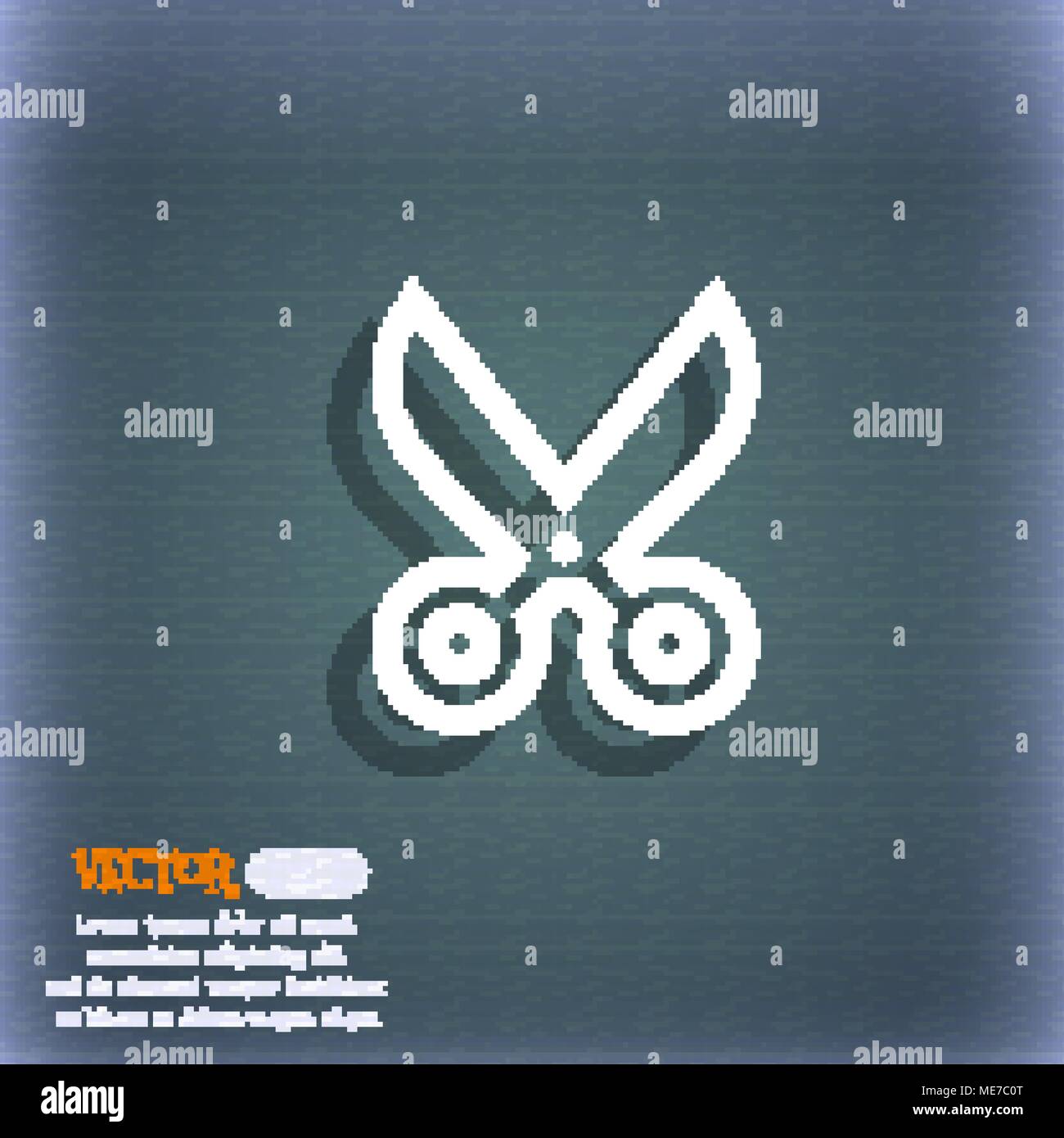 scissors icon symbol on the blue-green abstract background with shadow ...