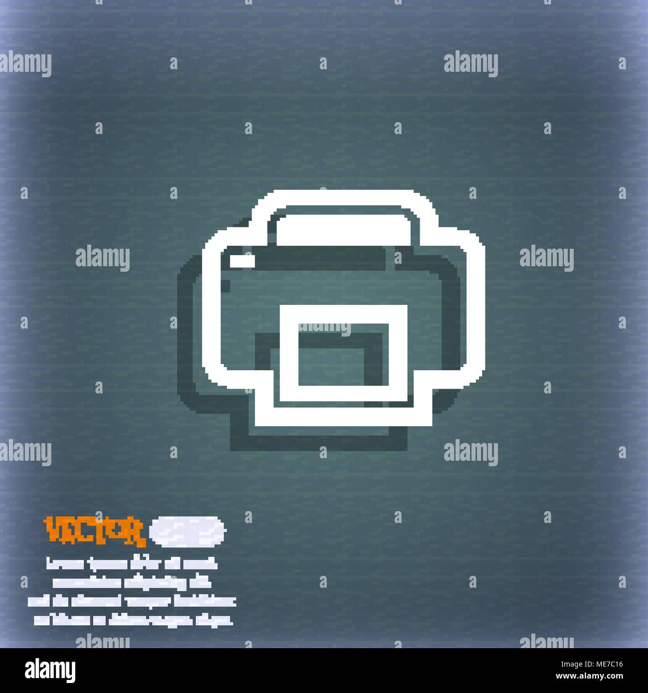 Printing icon symbol on the blue-green abstract background with shadow ...