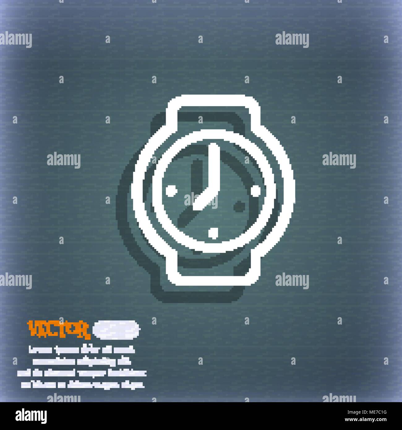 watches icon symbol on the blue-green abstract background with shadow ...