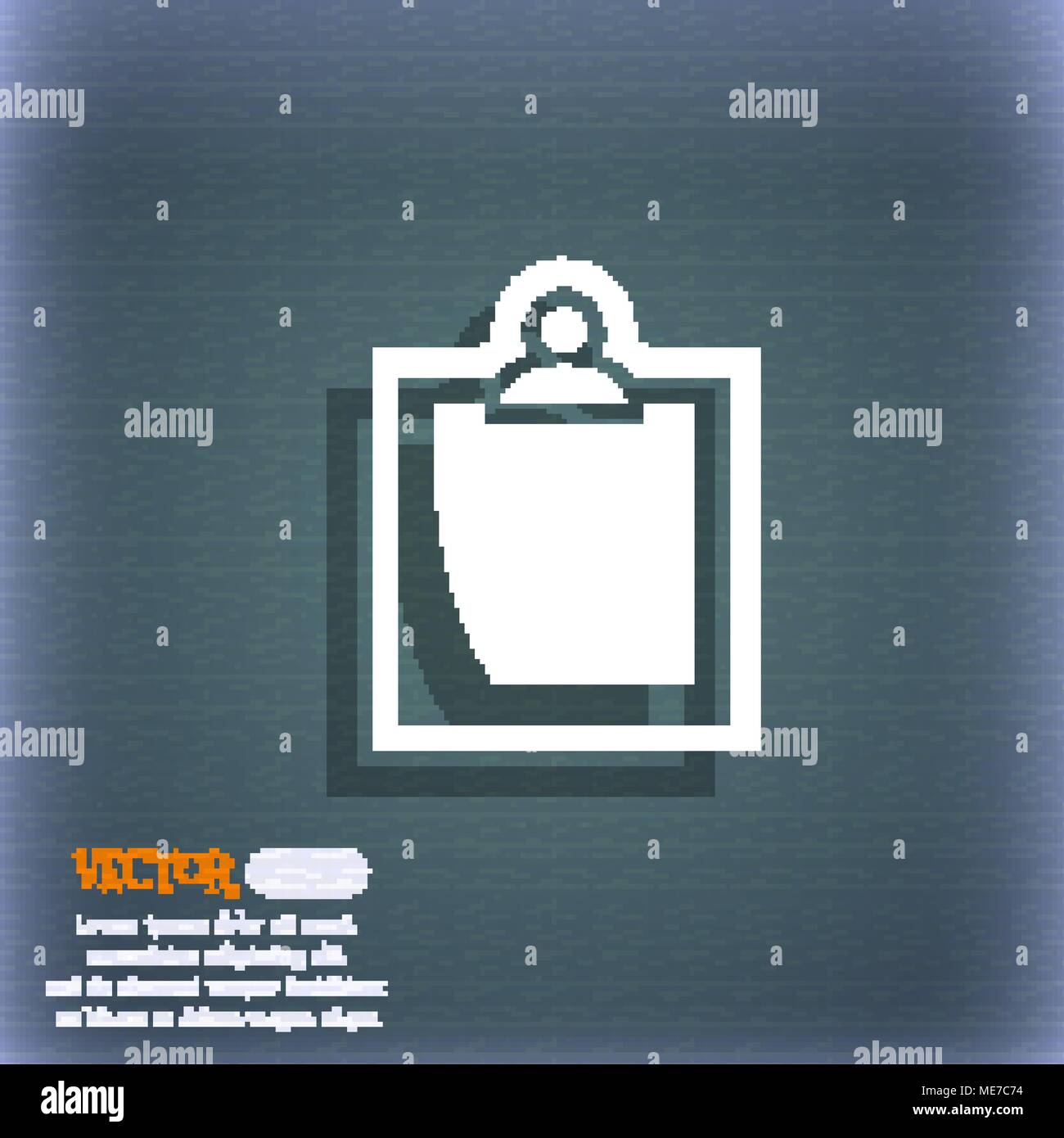 sheet of paper icon symbol on the blue-green abstract background with ...