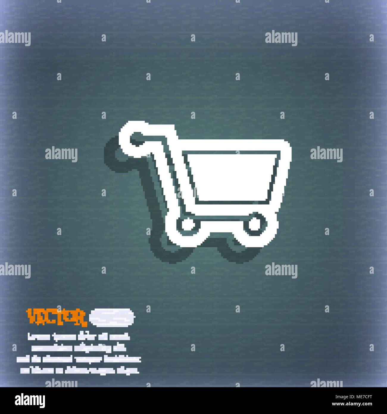 shopping cart icon symbol on the blue-green abstract background with ...