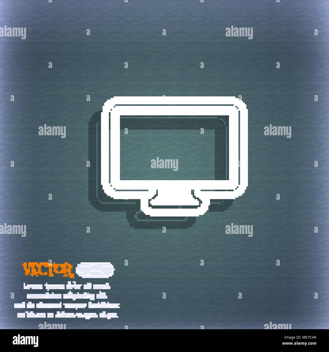 monitor icon symbol on the blue-green abstract background with shadow ...