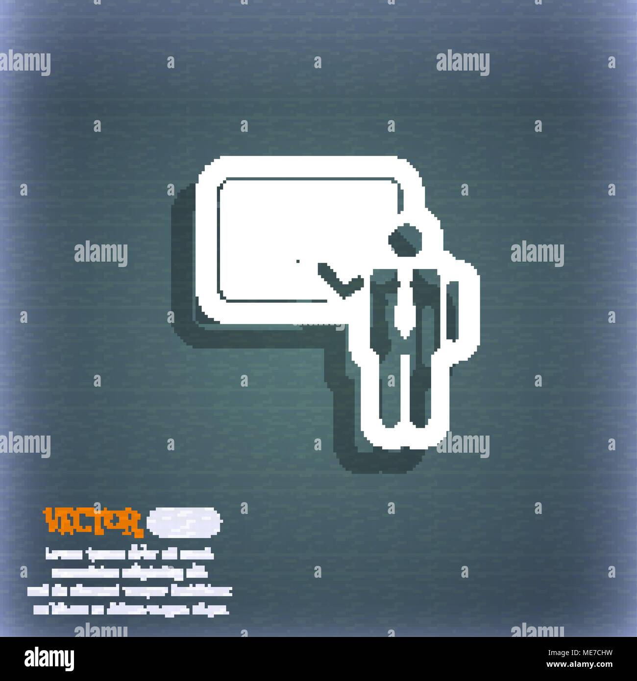 businessman making report icon symbol on the blue-green abstract ...