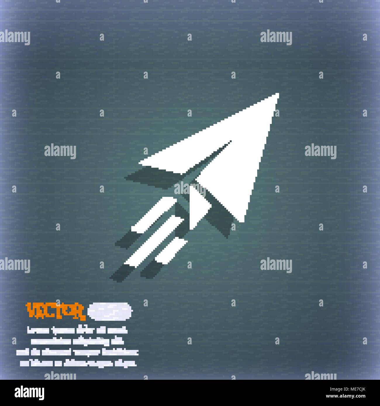 Paper airplane icon symbol on the blue-green abstract background with ...