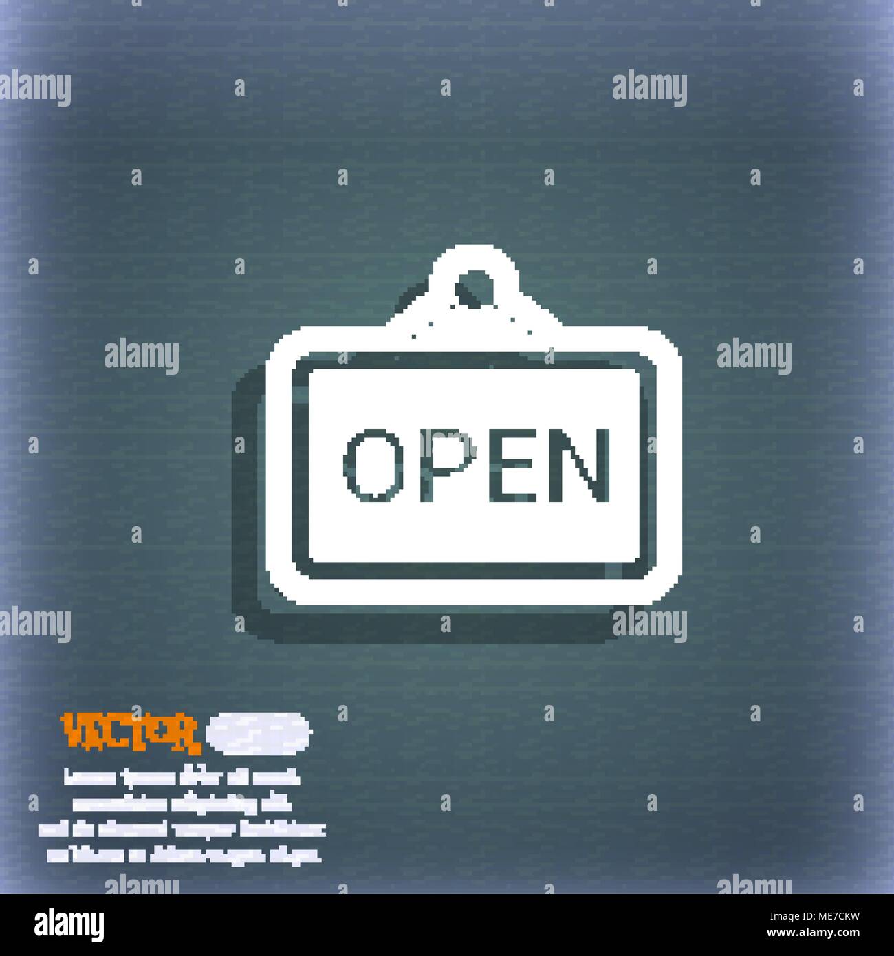 open icon symbol on the blue-green abstract background with shadow and ...