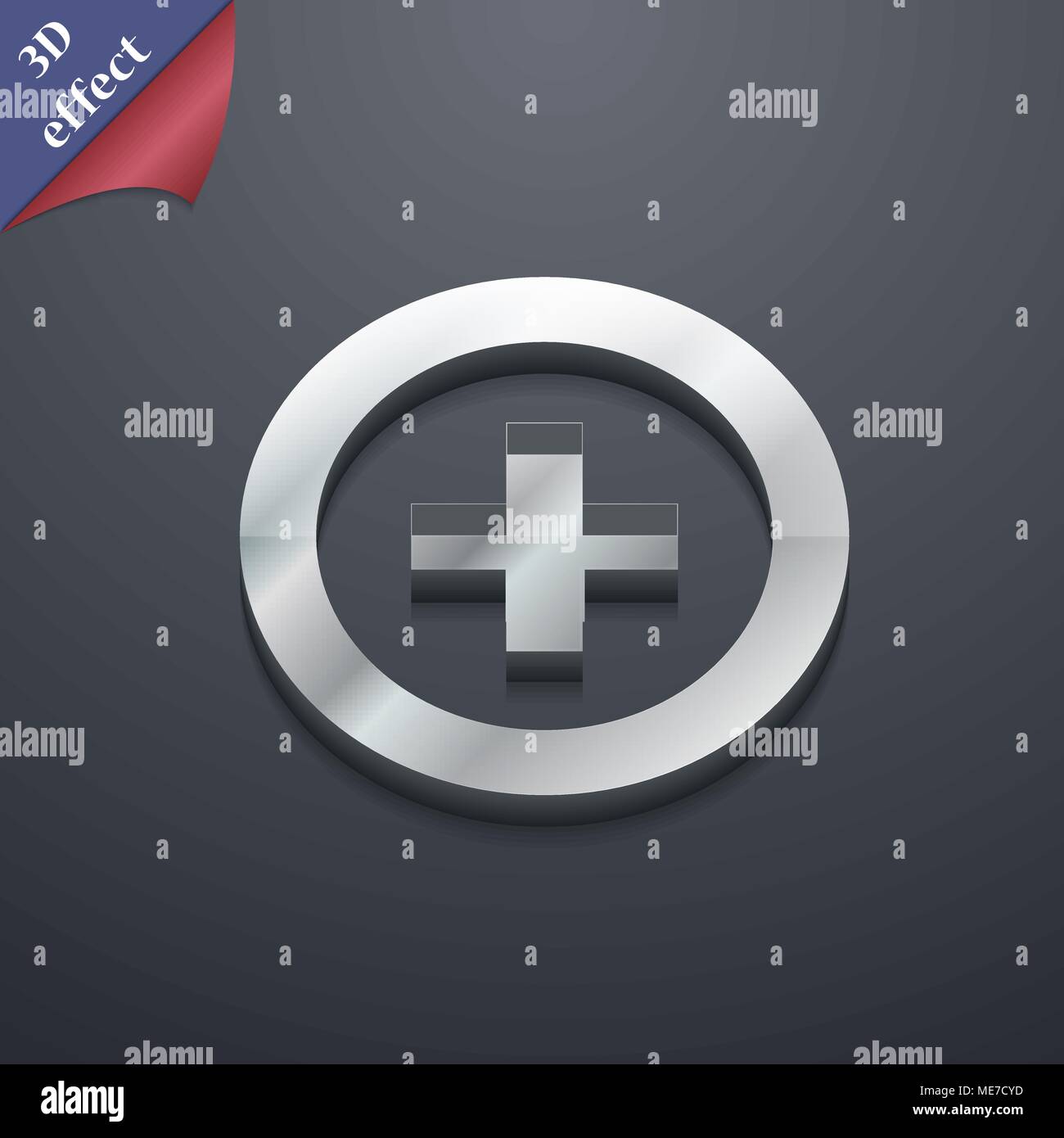 Plus, Positive icon symbol. 3D style. Trendy, modern design with space ...