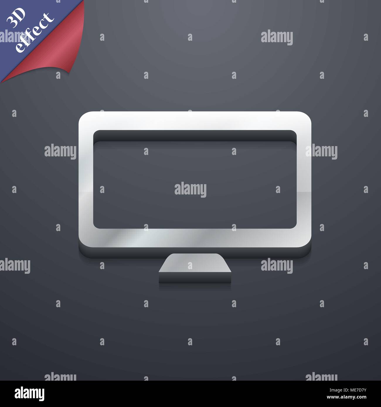Computer widescreen monitor icon symbol. 3D style. Trendy, modern ...