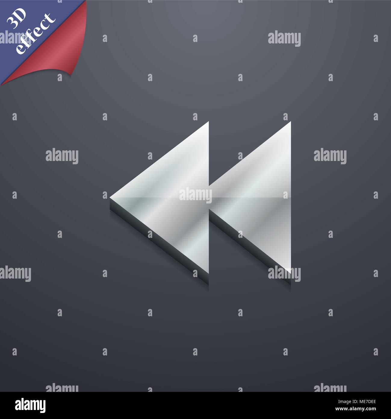 rewind icon symbol. 3D style. Trendy, modern design with space for your ...