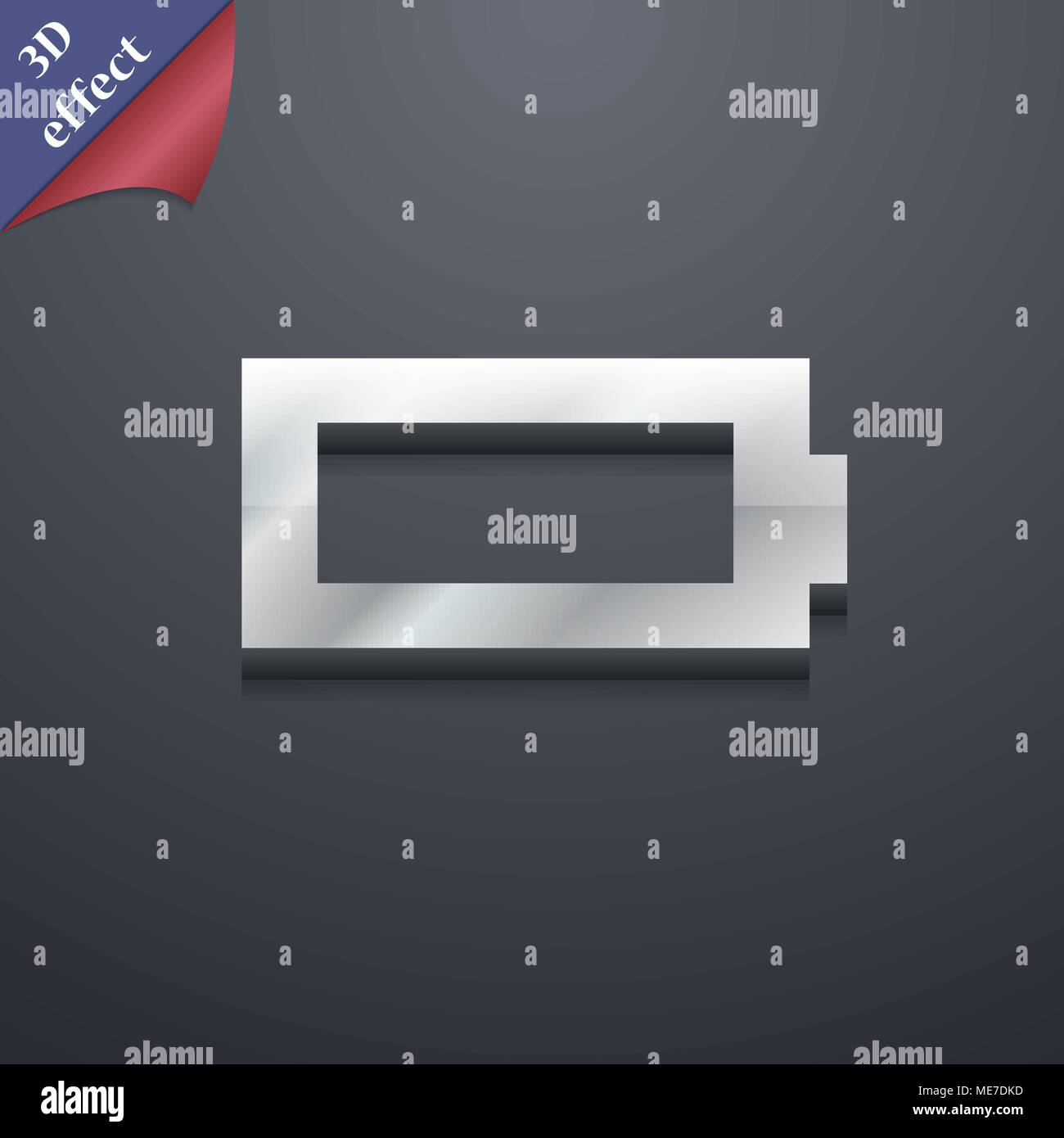 Battery empty icon symbol. 3D style. Trendy, modern design with space ...