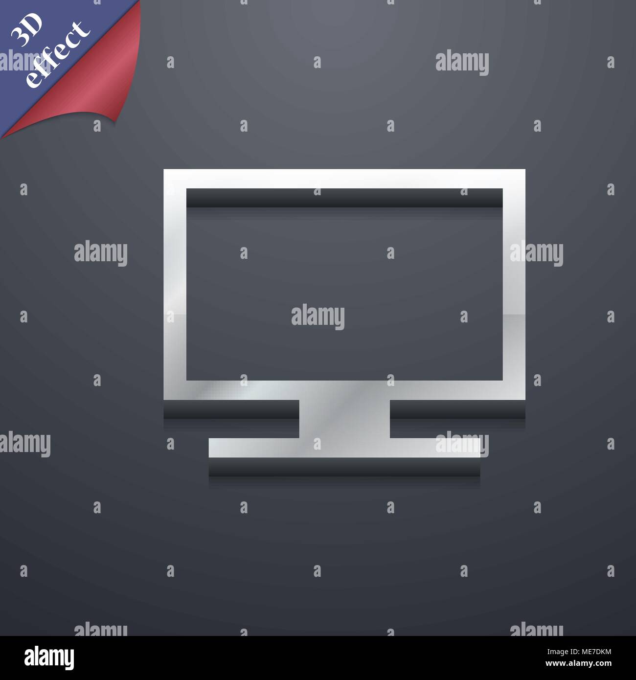 Computer widescreen monitor icon symbol. 3D style. Trendy, modern ...
