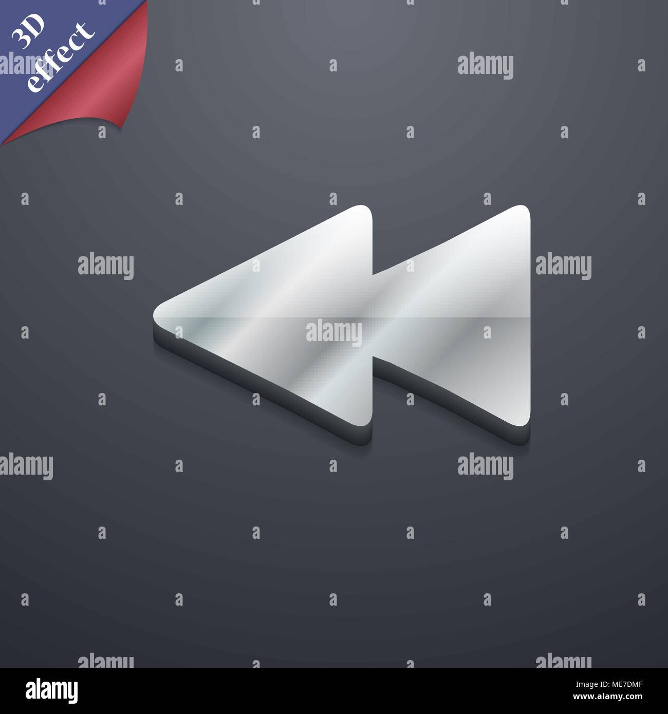 rewind icon symbol. 3D style. Trendy, modern design with space for your ...