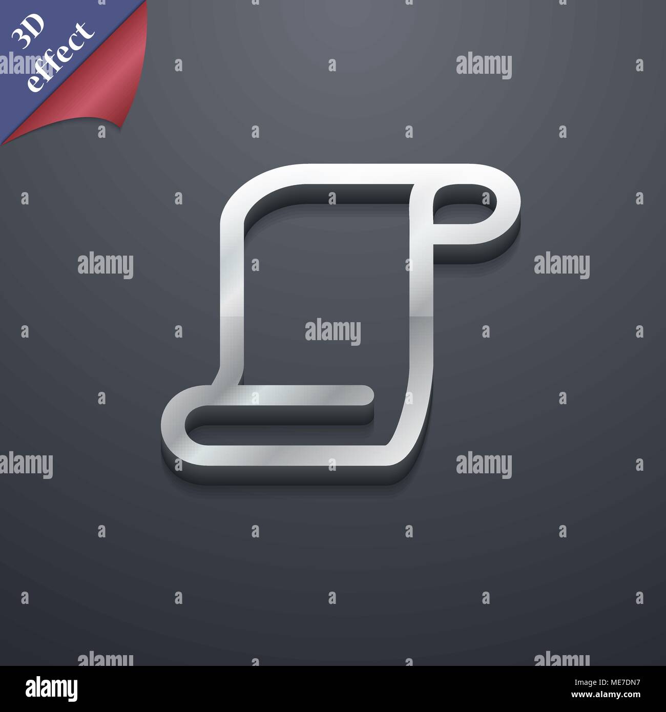 paper scroll icon symbol. 3D style. Trendy, modern design with space ...